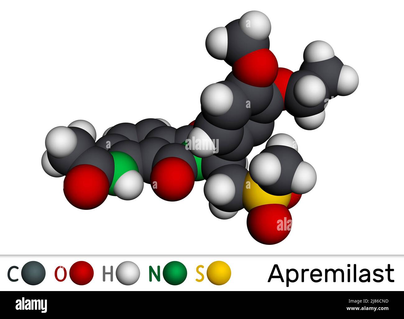 Apremilast drug molecule. It is non-steroidal medication used for the ...