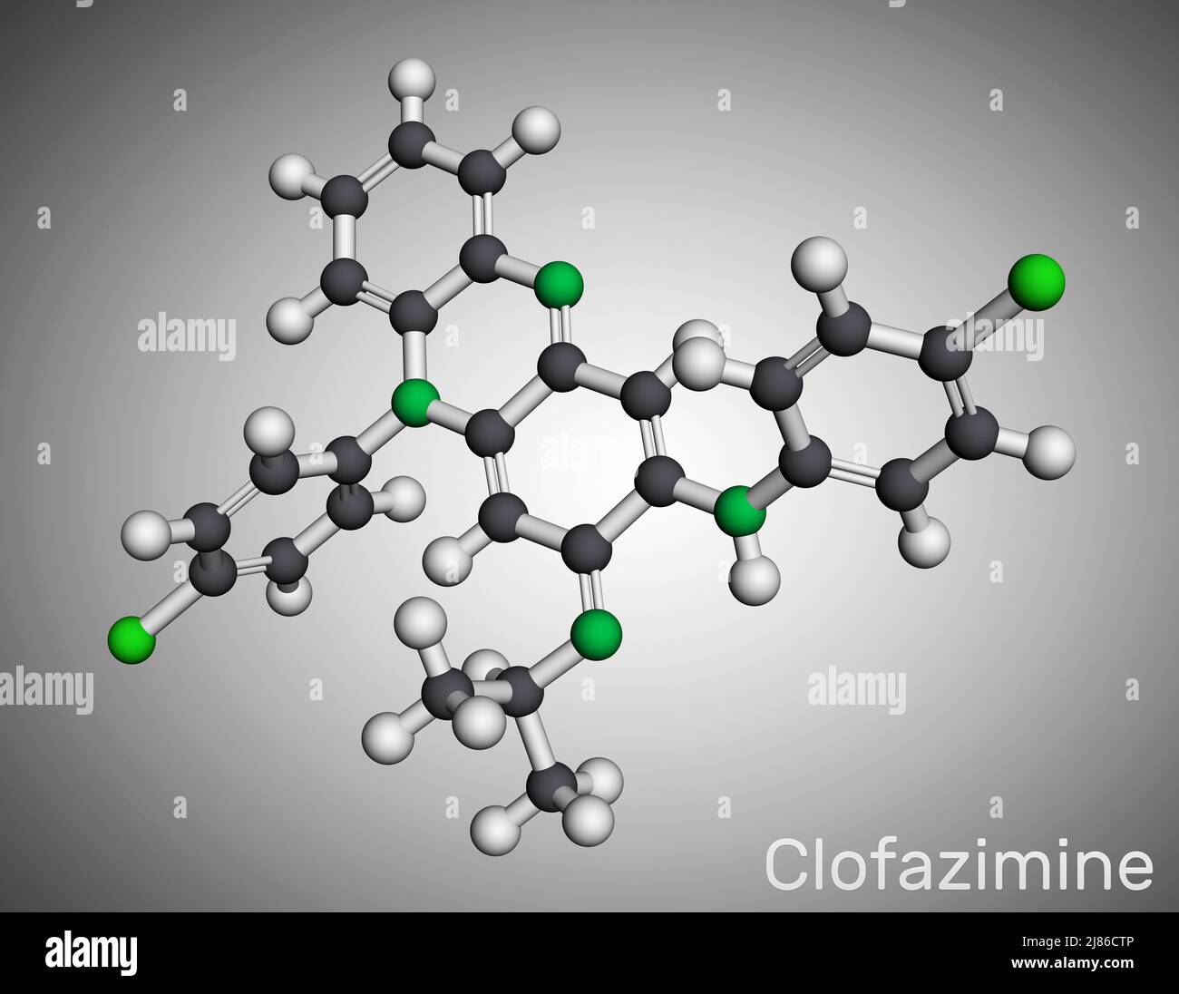 Clofazimine molecule. It is riminophenazine antimycobacterial used to ...