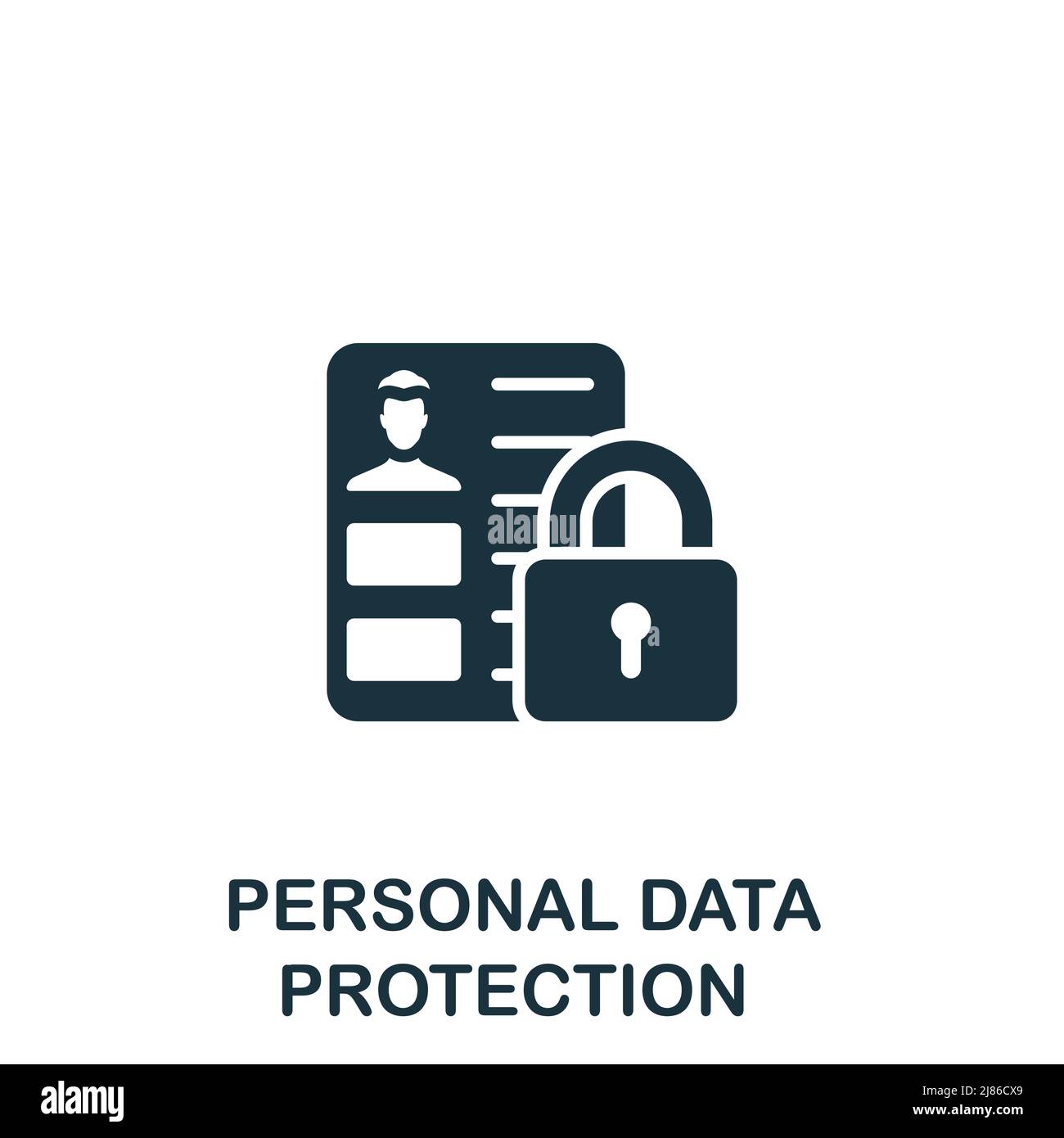 Personal Data Protection icon. Monochrome simple Fintech Industry icon ...