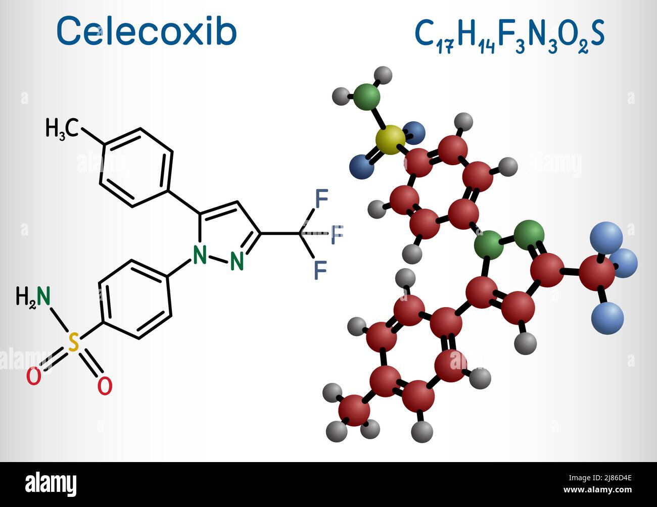 Celecoxib molecule. It is COX-2 inhibitor and nonsteroidal anti ...