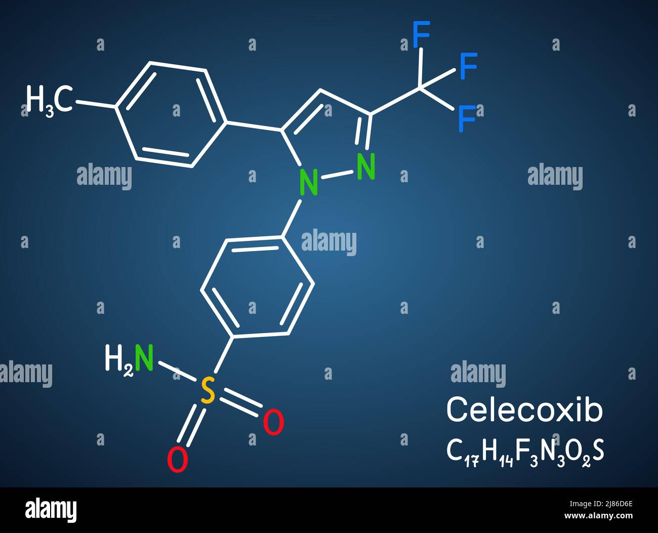 Celecoxib molecule. It is COX-2 inhibitor and nonsteroidal anti ...