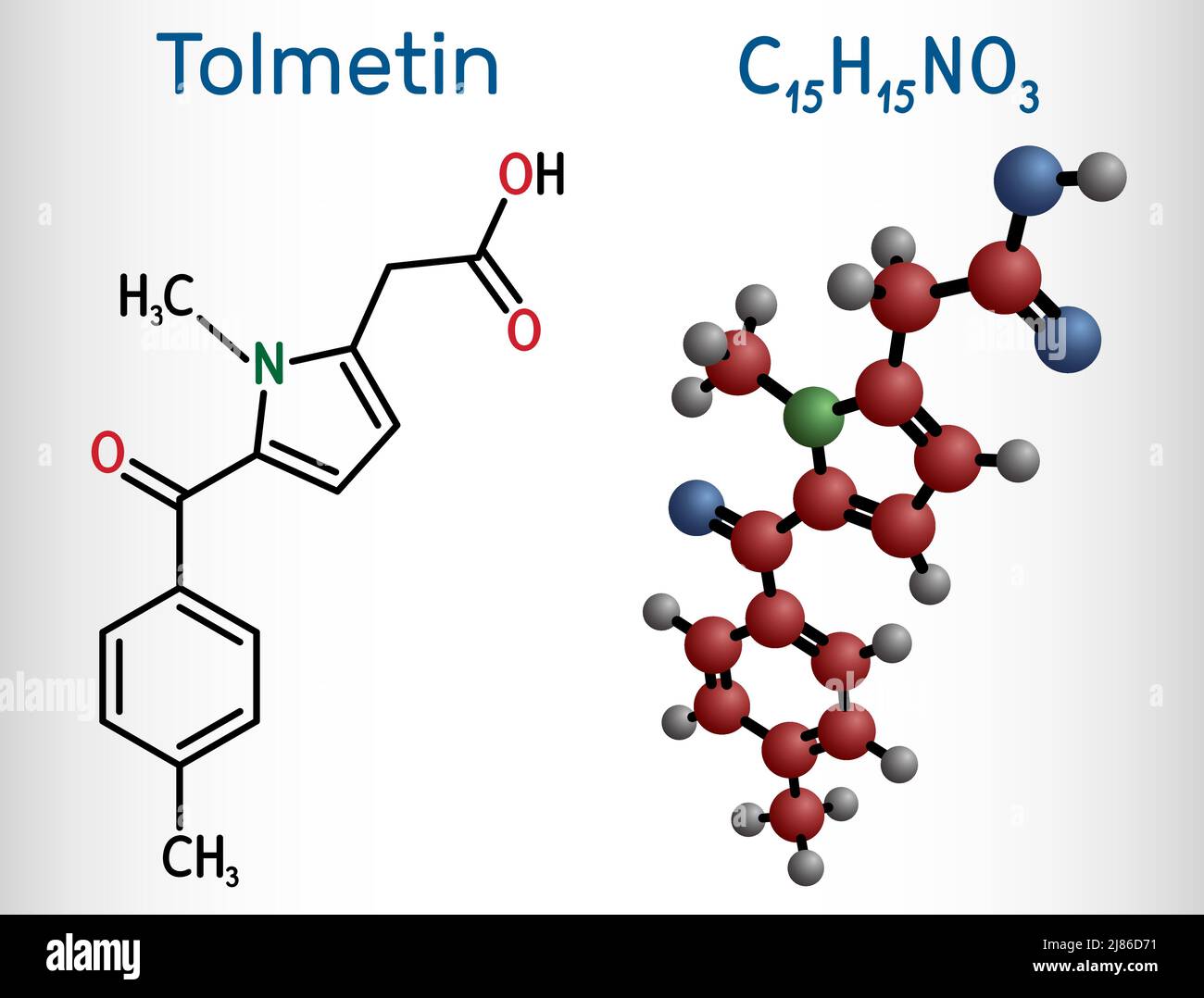 Tolmetin molecule. It is monocarboxylic acid, nonsteroidal anti ...