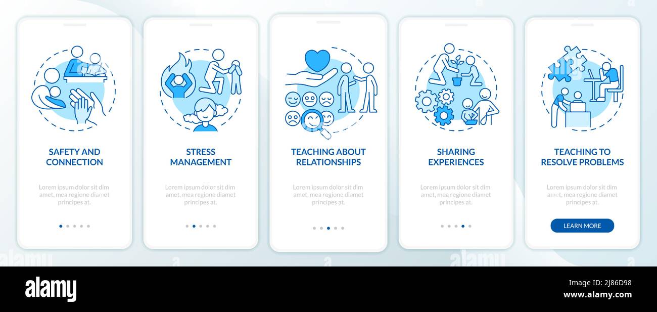 Family relationships importance blue onboarding mobile app screen Stock ...