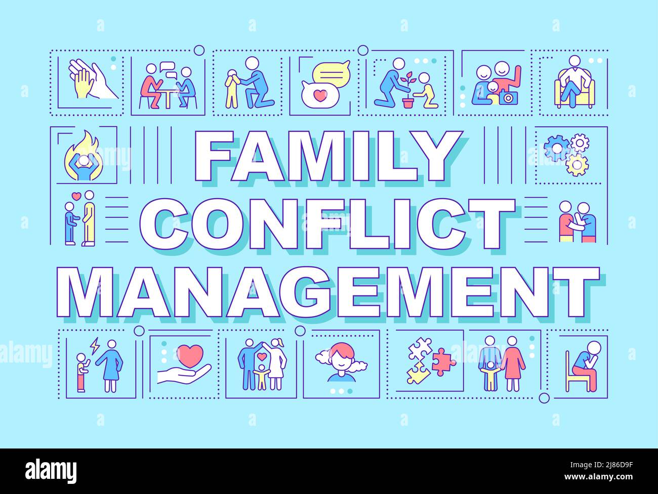 Family conflict management word concepts turquoise banner Stock Vector ...