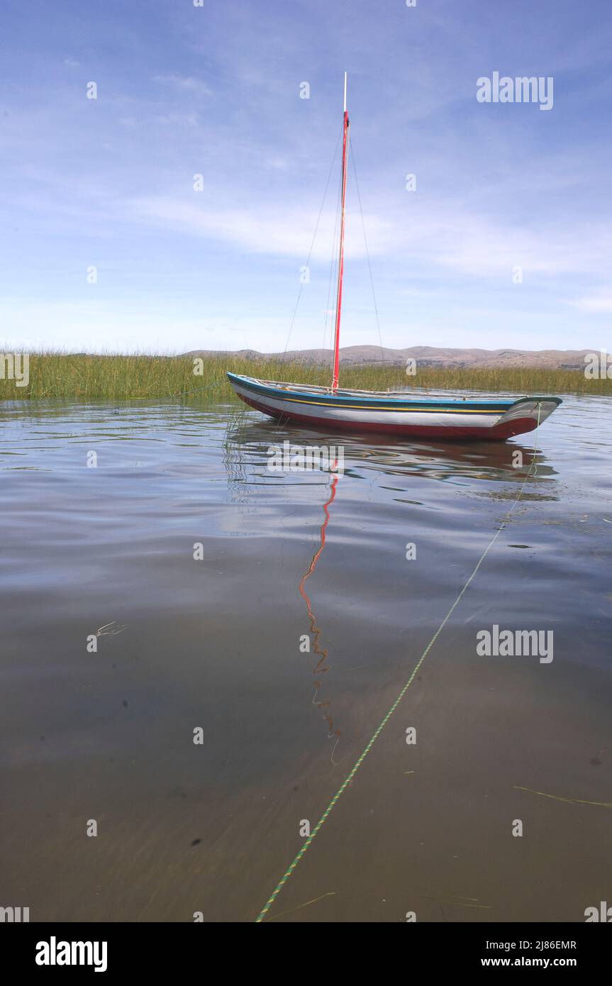Boat on Lake Titicaca Bolivia Stock Photo - Alamy