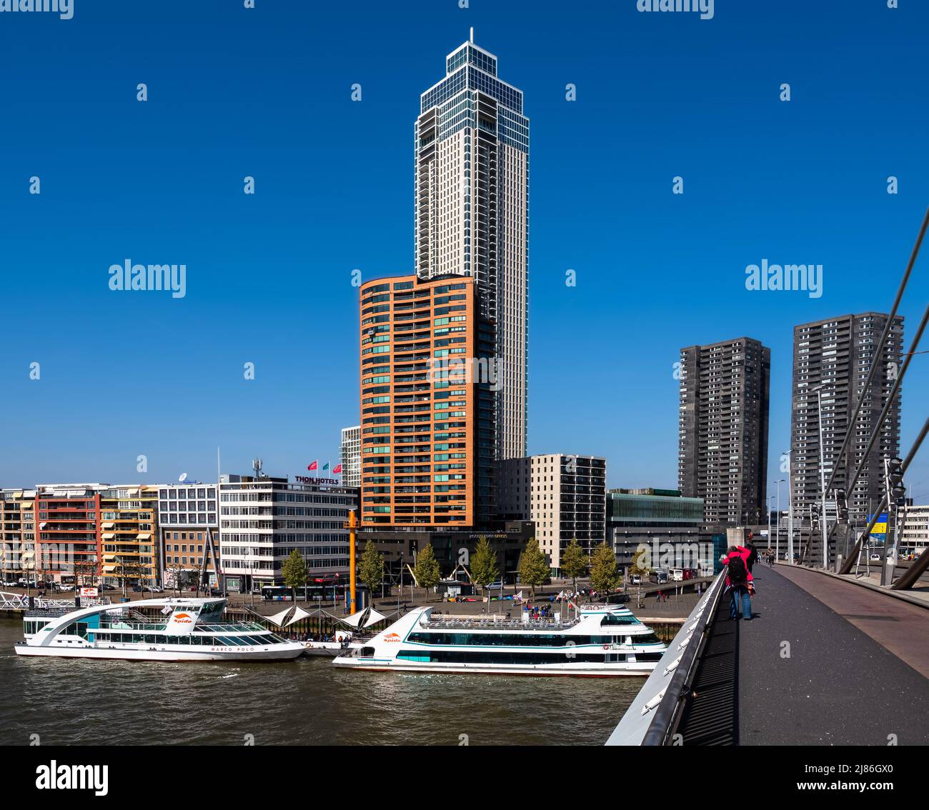 Rotterdam, Netherlands - April 28, 2022: Downtown of Rottterdam with ...