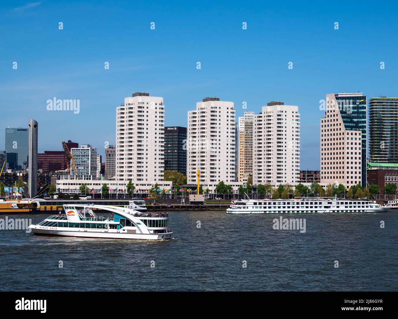 Rotterdam, Netherlands - April 28, 2022: Tourist boats on the Maas ...