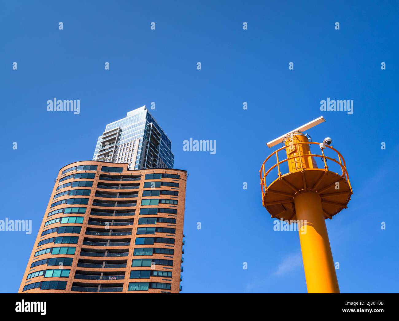 Rotterdam, Netherlands - April 28, 2022: Modern skyscraper and harbor ...