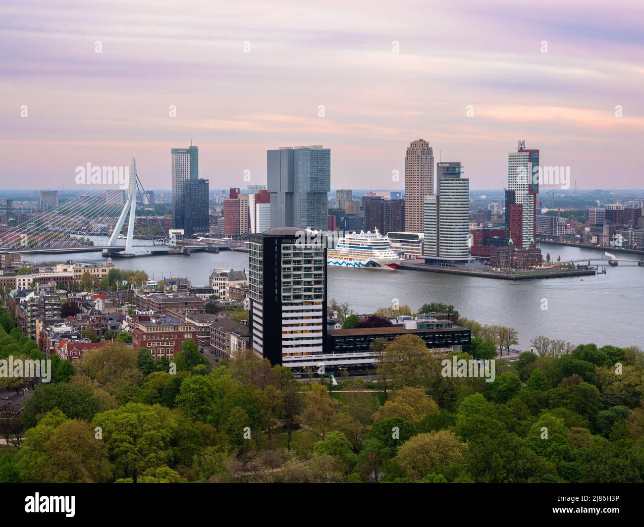 Rotterdam, Netherlands - April 28, 2022: Beautiful sunset cityscape of ...