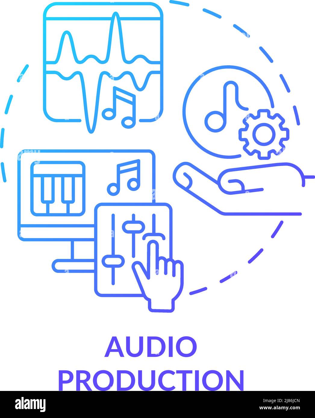 Audio production blue gradient concept icon Stock Vector Image & Art ...