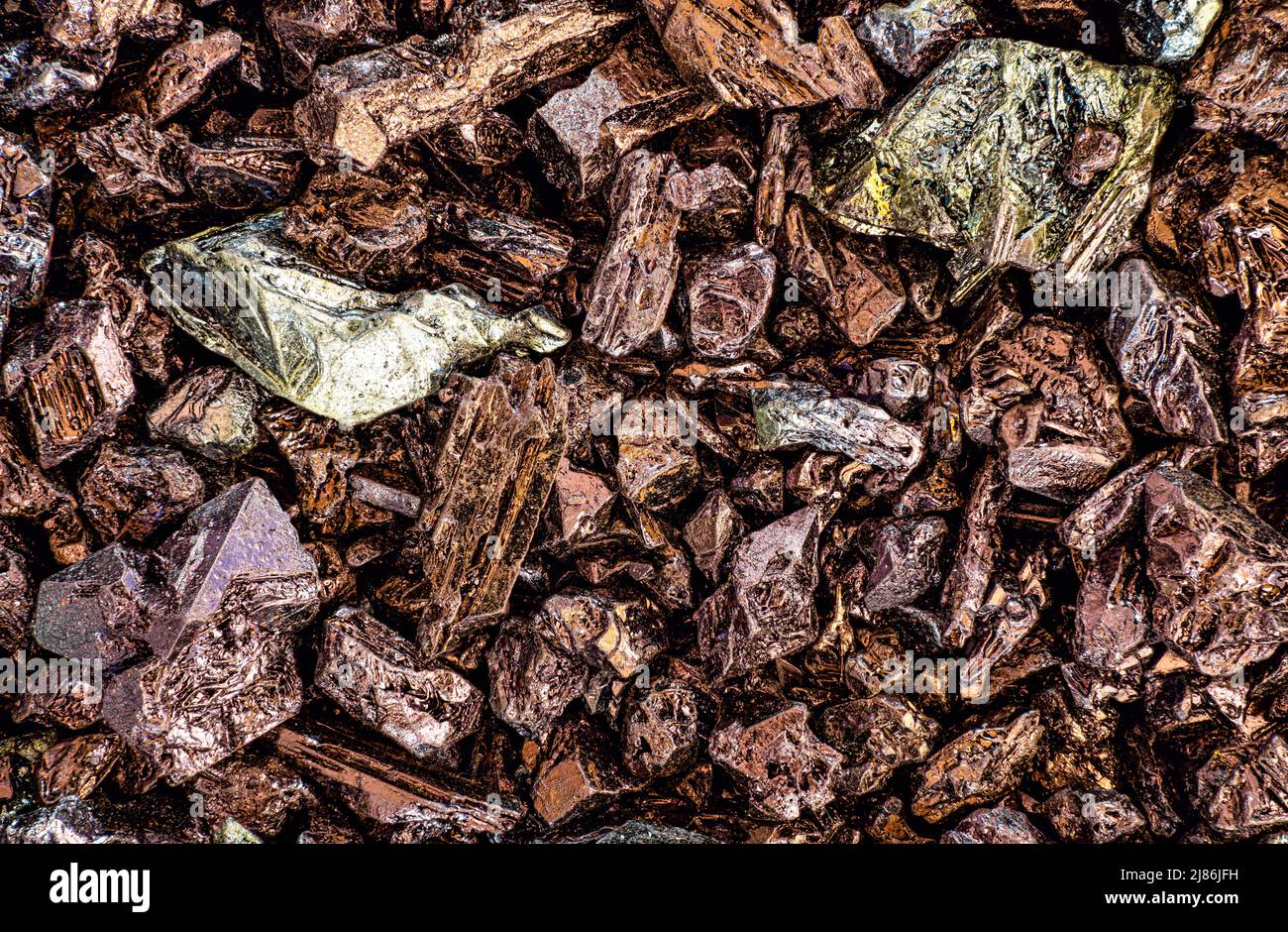 Potassium permanganate crystals under 1.5x magnification microscope ...