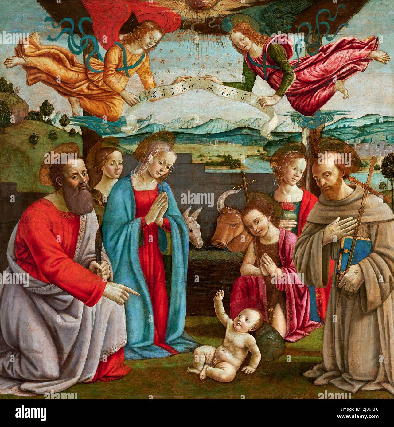 Natività di Gesù con S. Bartolomeo, S. Caterina, S. Giovannino, Maria ...