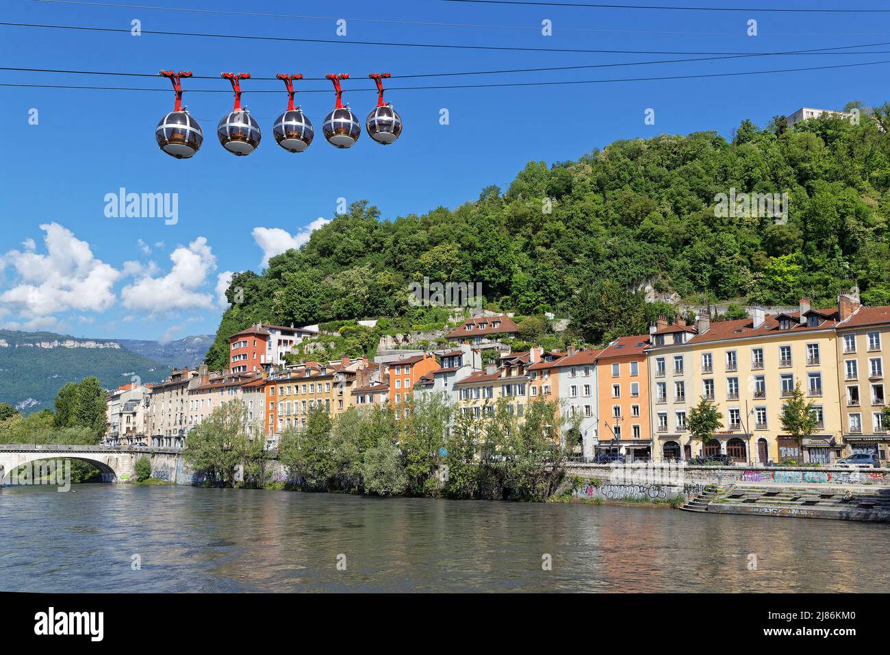 GRENOBLE, FRANCE, May 9, 2022 : Inaugurated in 1934, La Bastille cable ...