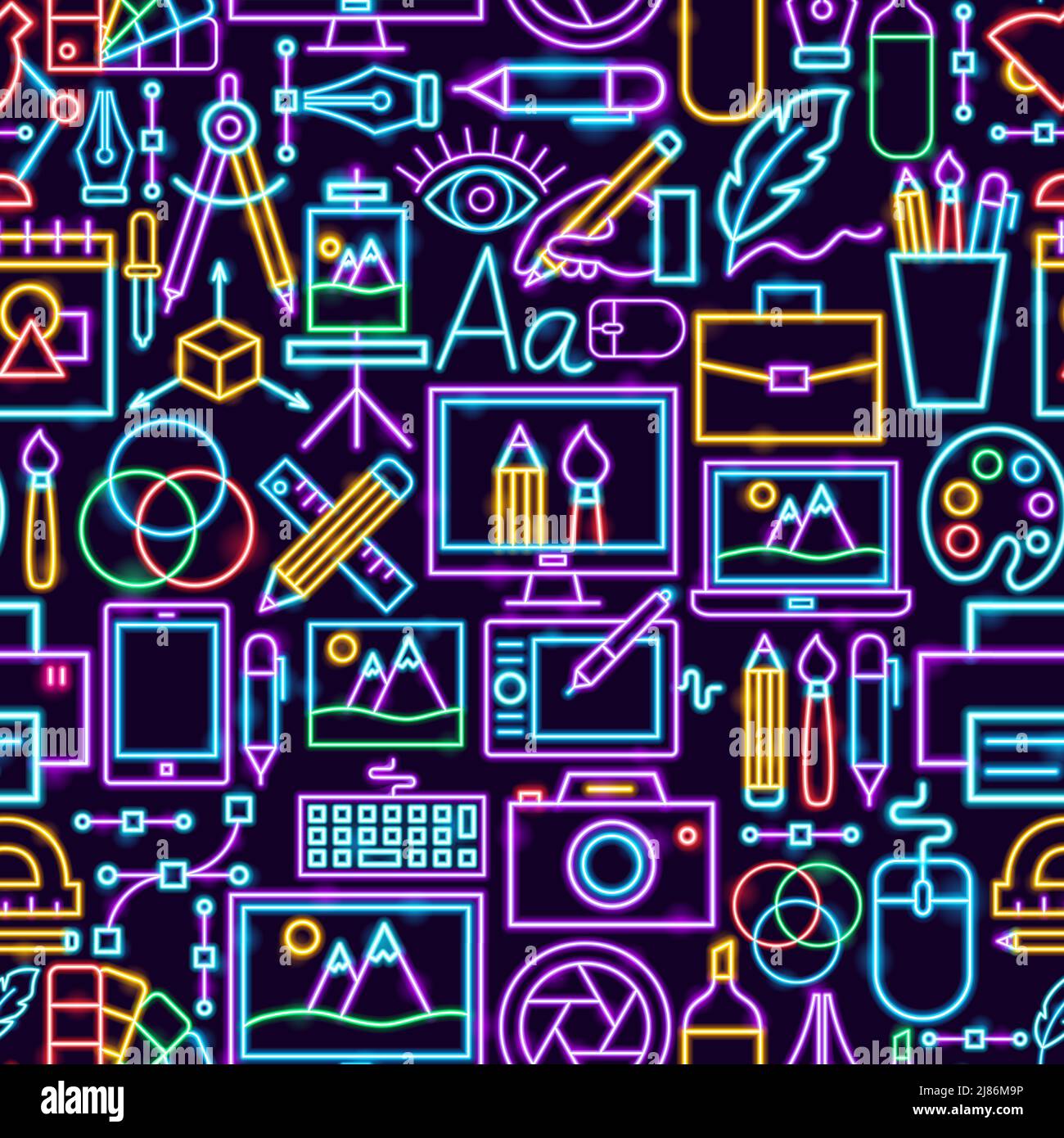 Design Seamless Neon Pattern. Vector Illustration of Graphics Promotion ...