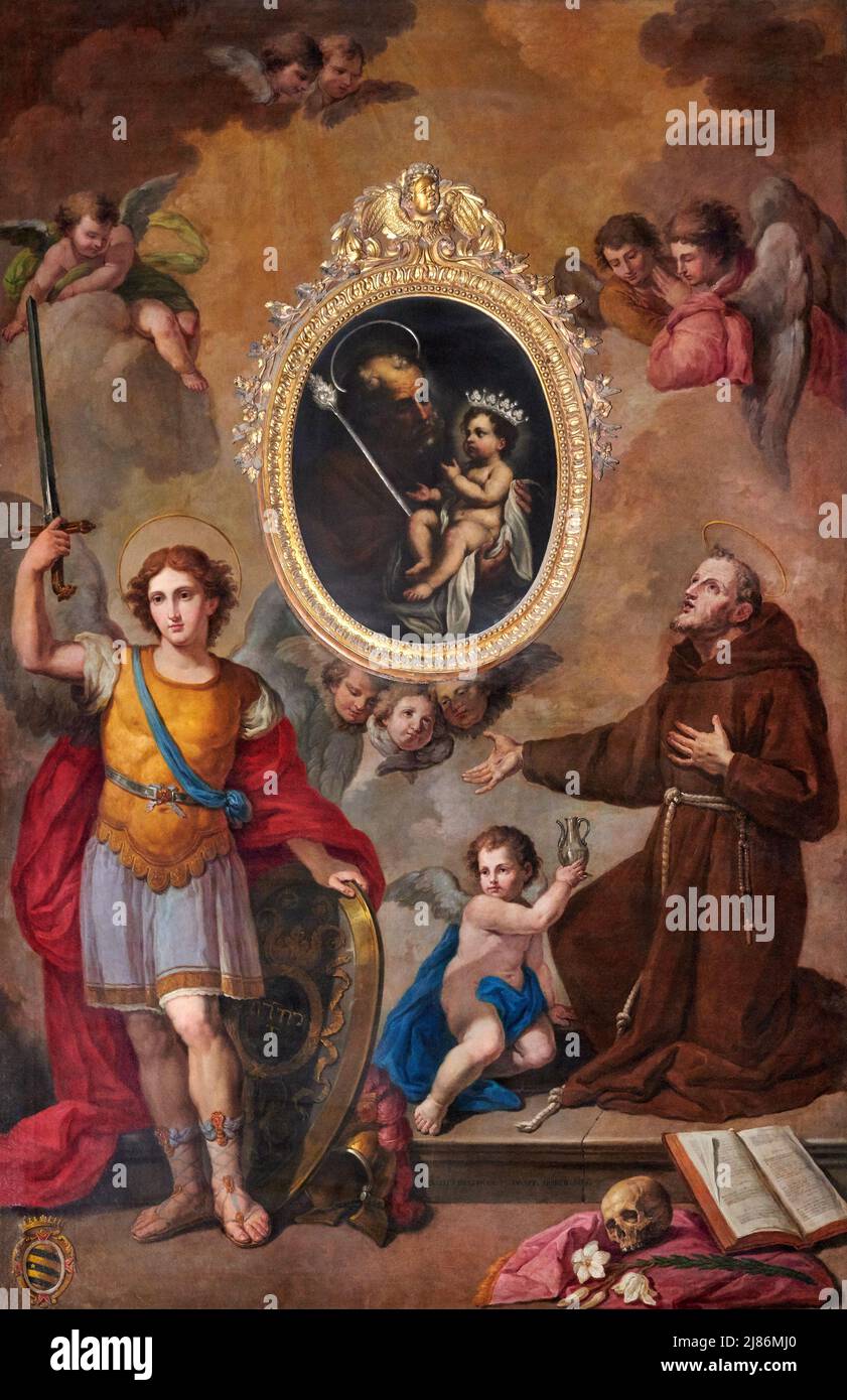 S. Michele Arcangelo con S. Francesco d’ Assisi, angeli, stemma della ...