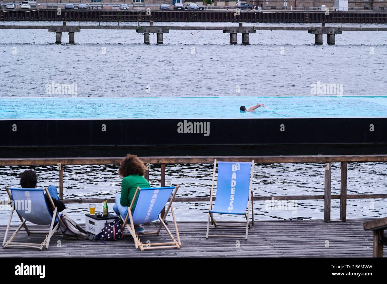Berlin, Germany. 13th May, 2022. In the bathing ship, people swim in ...