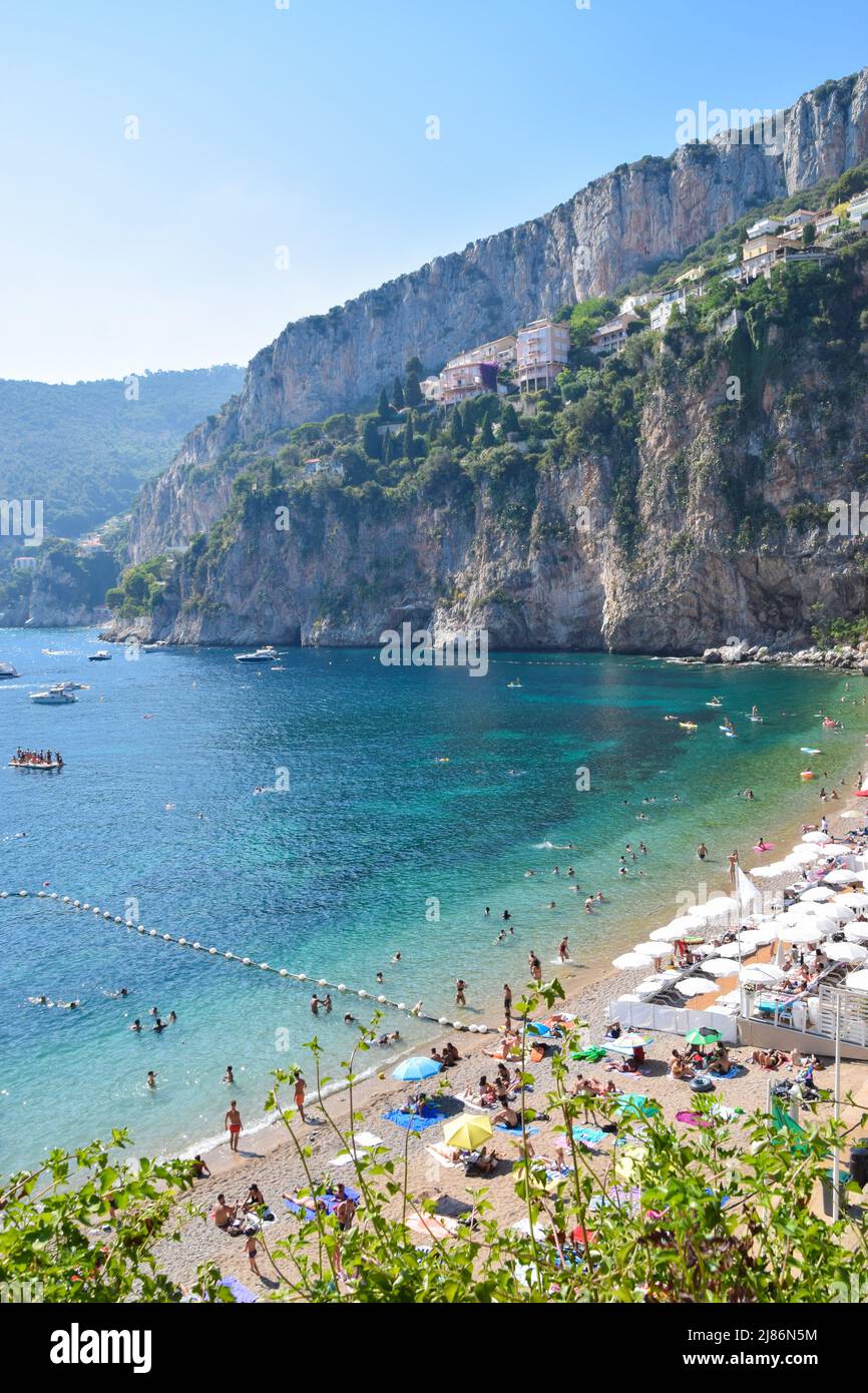 Scenic view of Mala Beach and coast. Cap d`Ail, South of France, 2019 ...