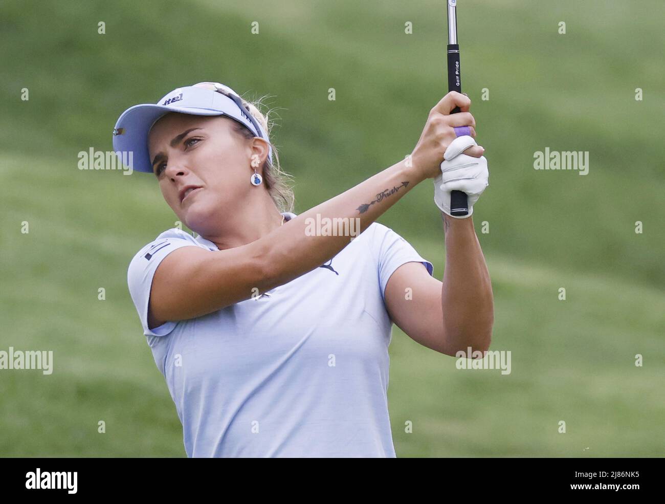 Clifton, USA. 13th May, 2022. Lexi Thompson hits her 2nd on the 9th ...