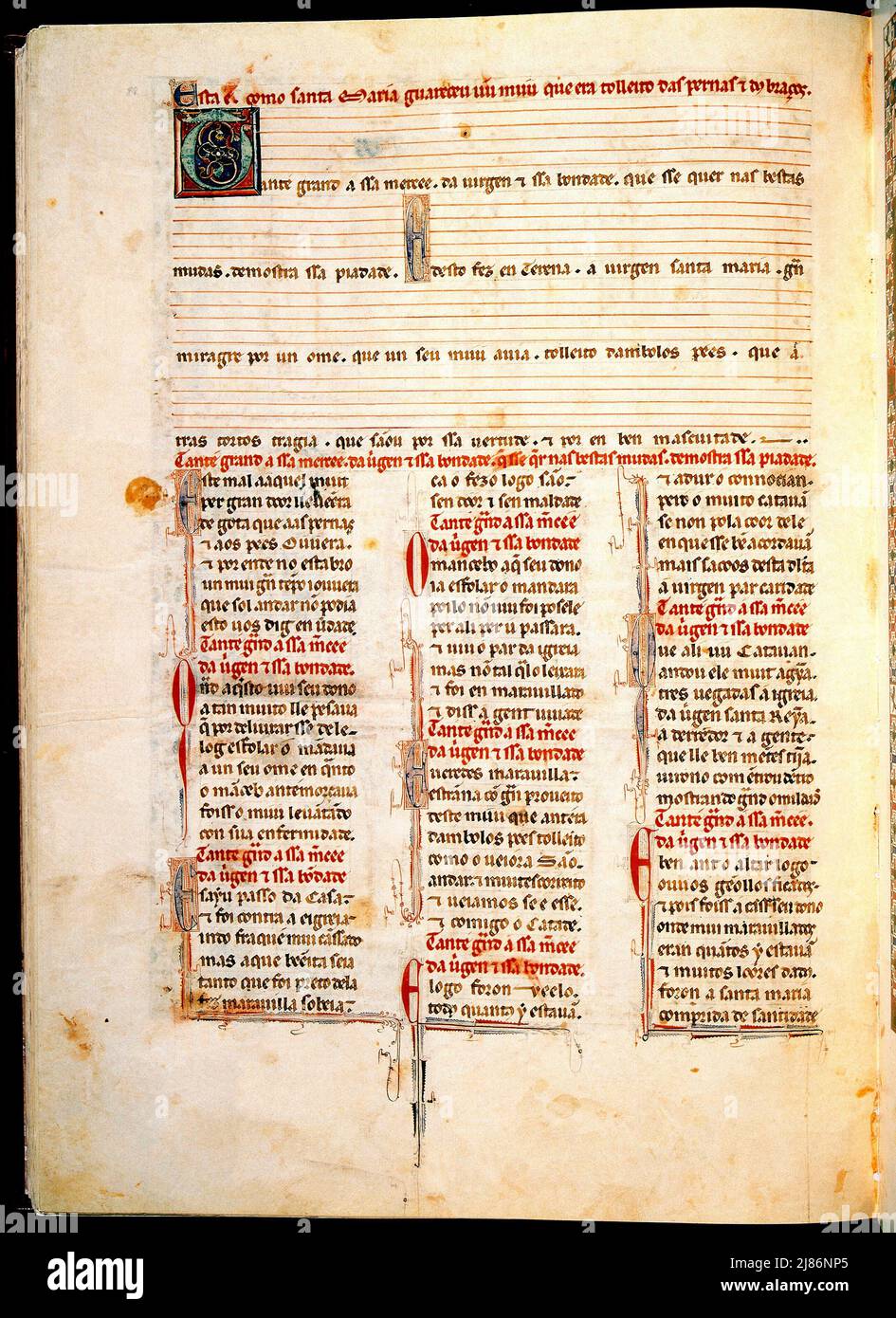 MS B.R.20 - CANTIGA DE SANTA MARIA - Nº228 - F111V - TEXTO - ESTROFA EN ...