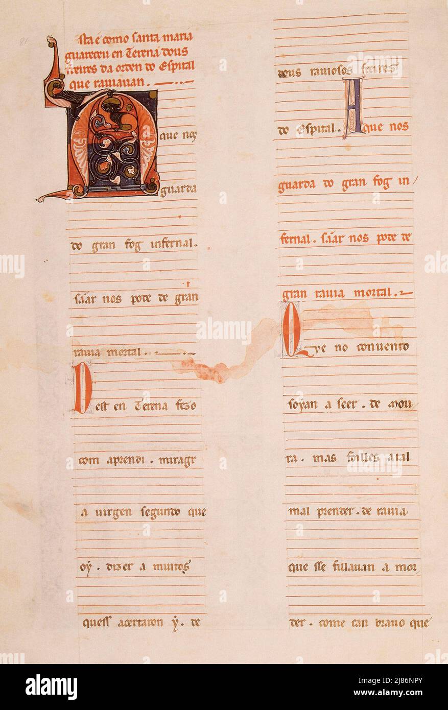 MS B.R.20- CANTIGA STA MARIA Nº275-F102V -TEXTO-ESTROFA EN VERSO ...