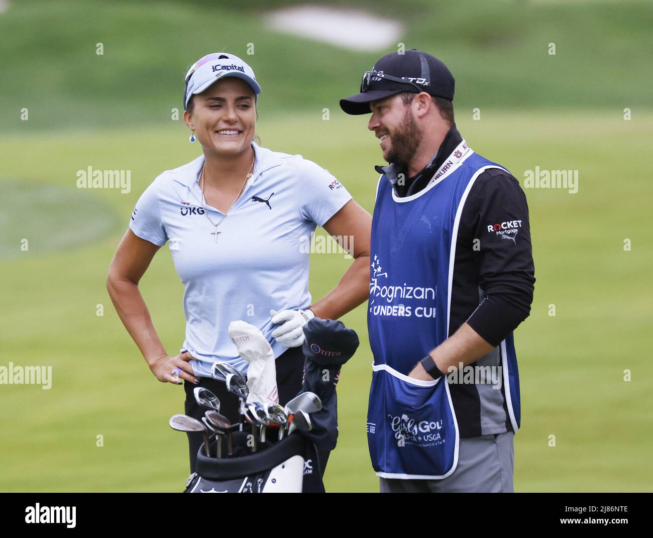 Clifton, USA. 13th May, 2022. Lexi Thompson smiles with her caddie on ...