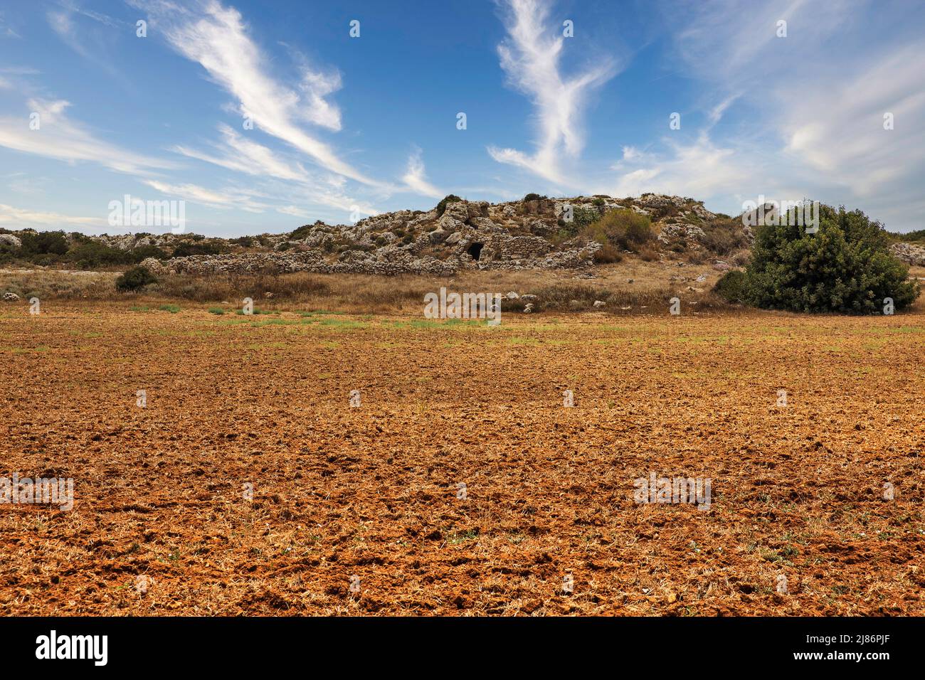 Rural landscape close to Ayia Napa, Cyprus. It is mountainous peninsula ...
