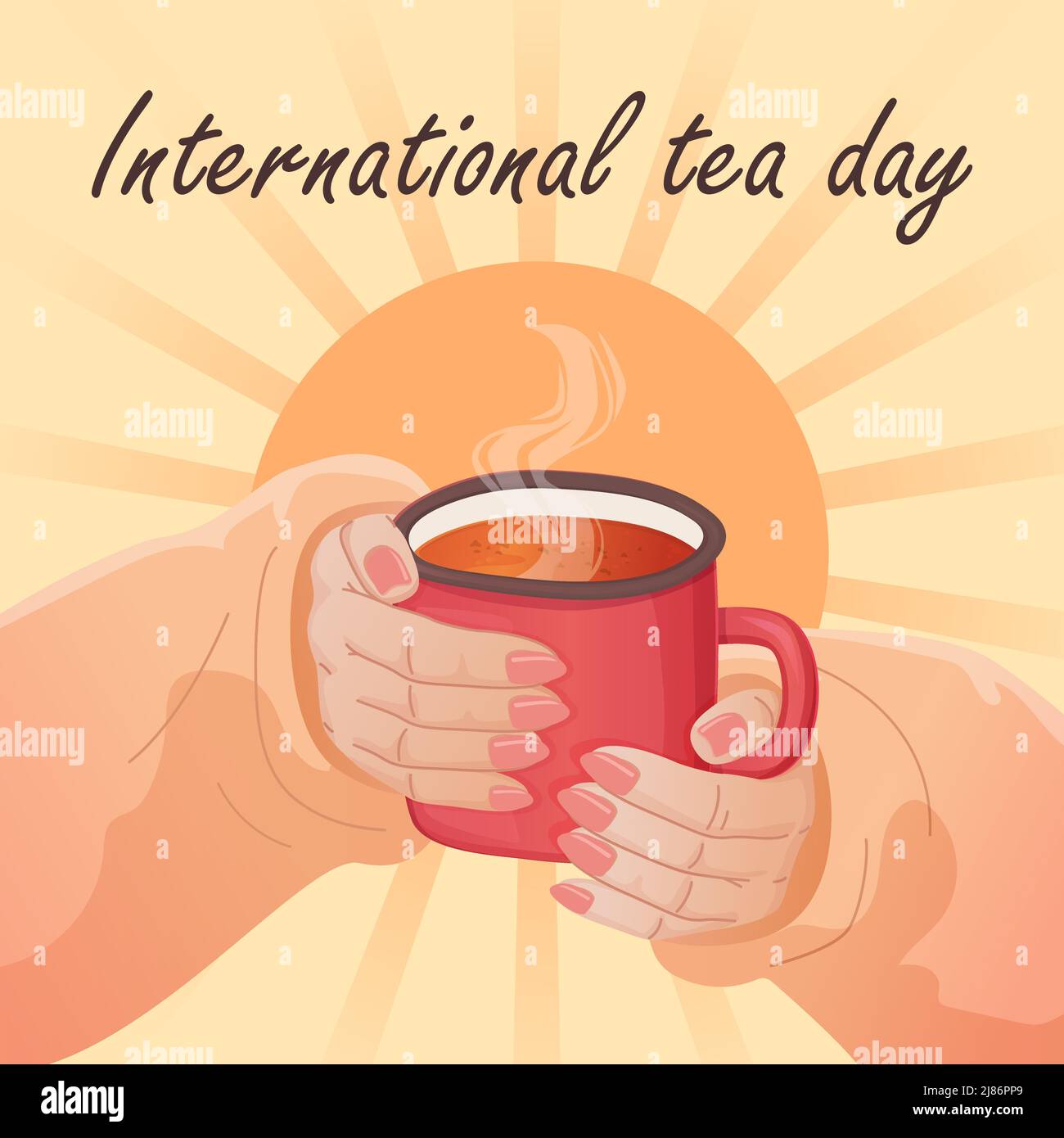 Female hands holding white cup Stock Vector Images - Alamy