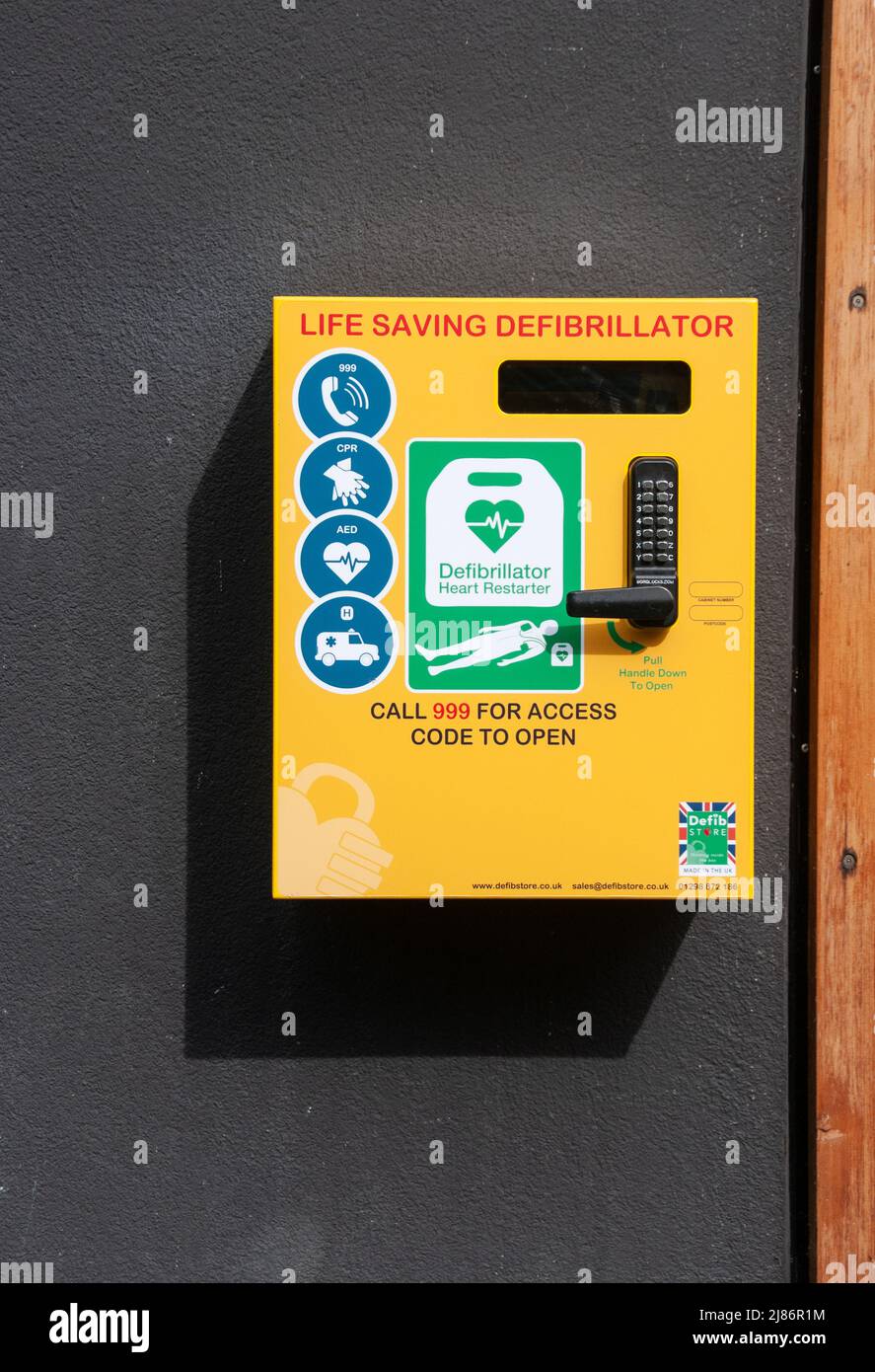 Wall mounted Defibrillator Unit, available to the public once contact ...