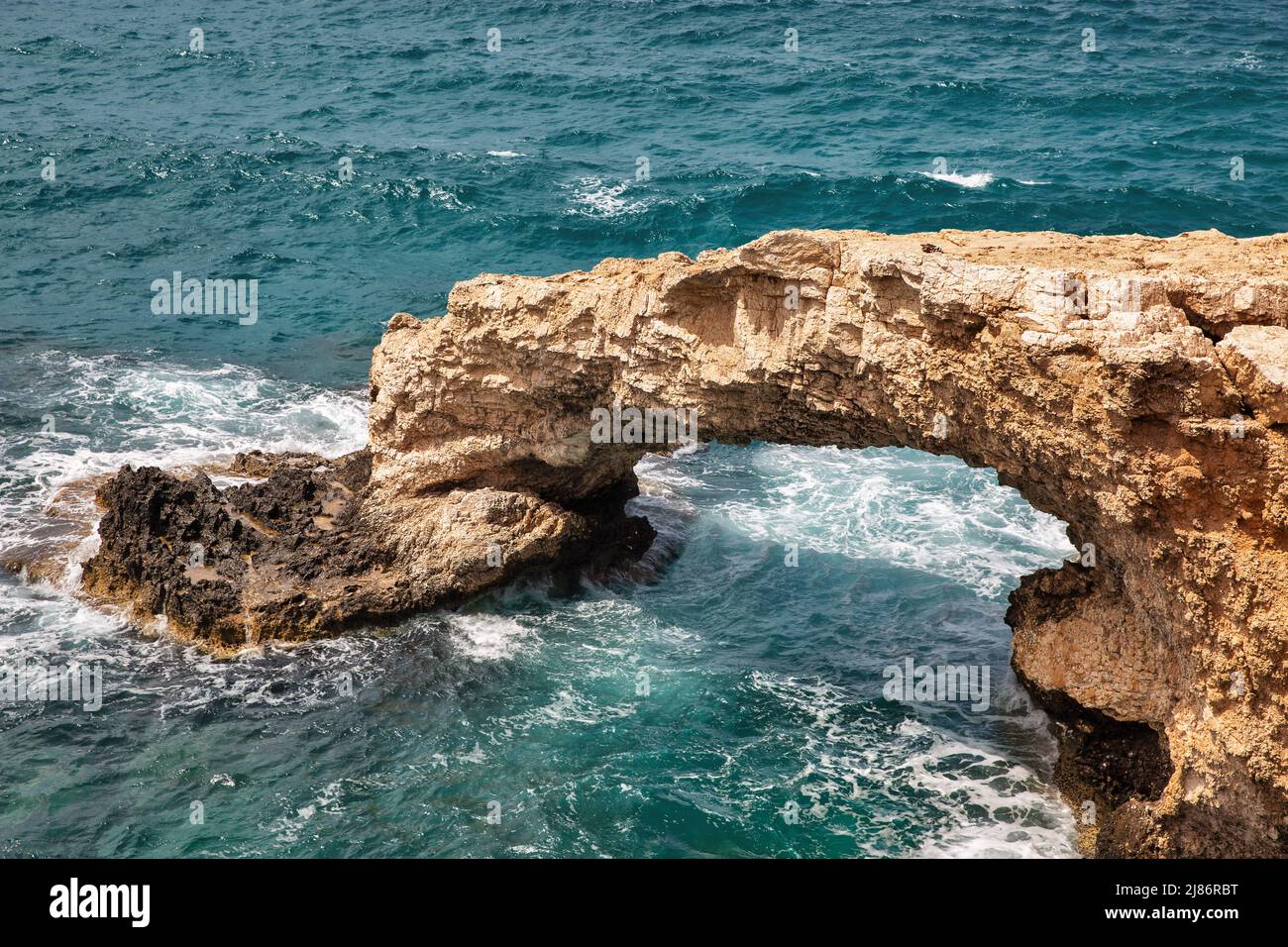 Summer resort rocky coastline seafront view with famous Love Bridge ...