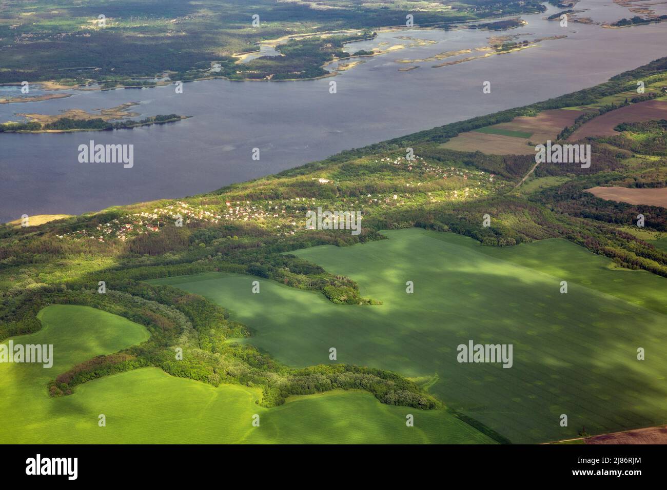 Aerial view over wide Dnieper river in Central Ukraine Stock Photo - Alamy