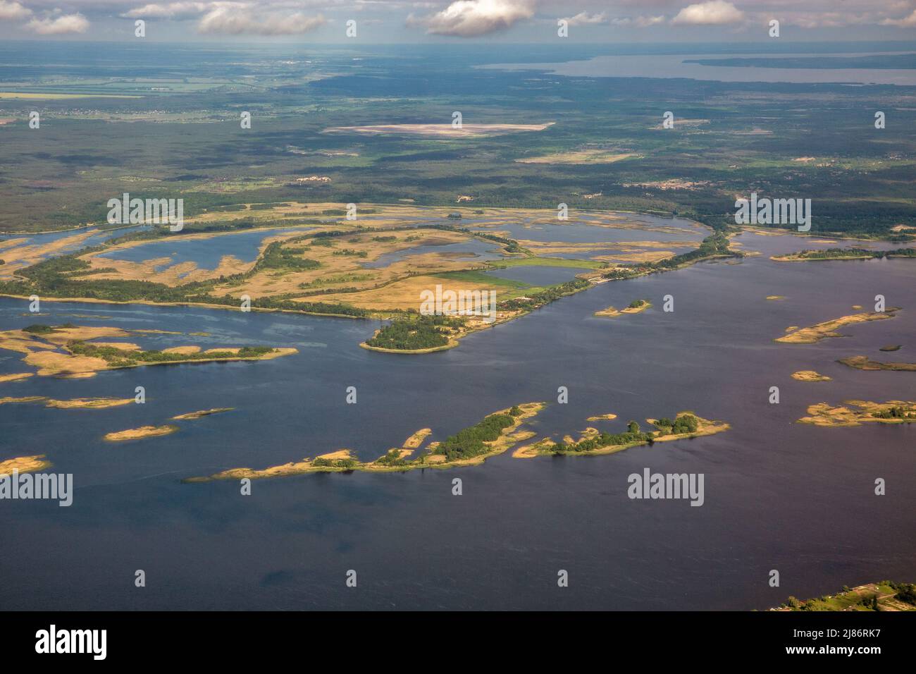 Aerial view over wide Dnieper river in Central Ukraine Stock Photo - Alamy