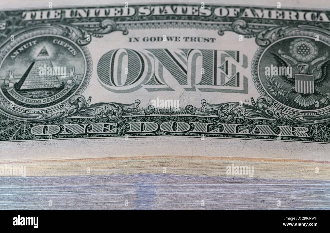 reverse of 1 US dollar banknote for design purpose Stock Photo - Alamy
