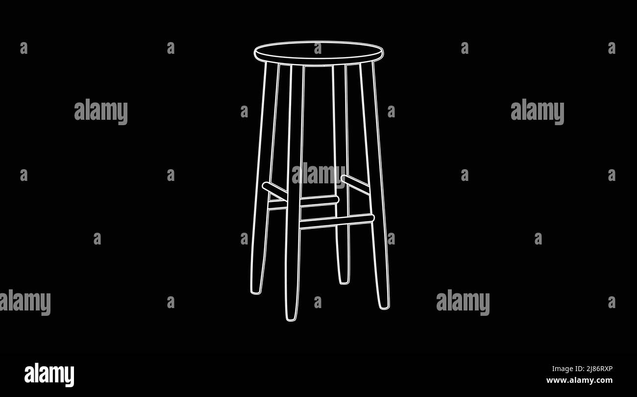 Black and White Stool Vector isolated black and white illustration of a ...