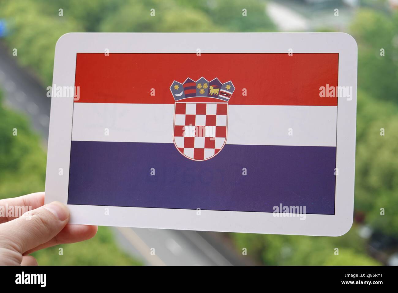 China. 13th May, 2022. In this photo illustration, the Croatian flag is ...