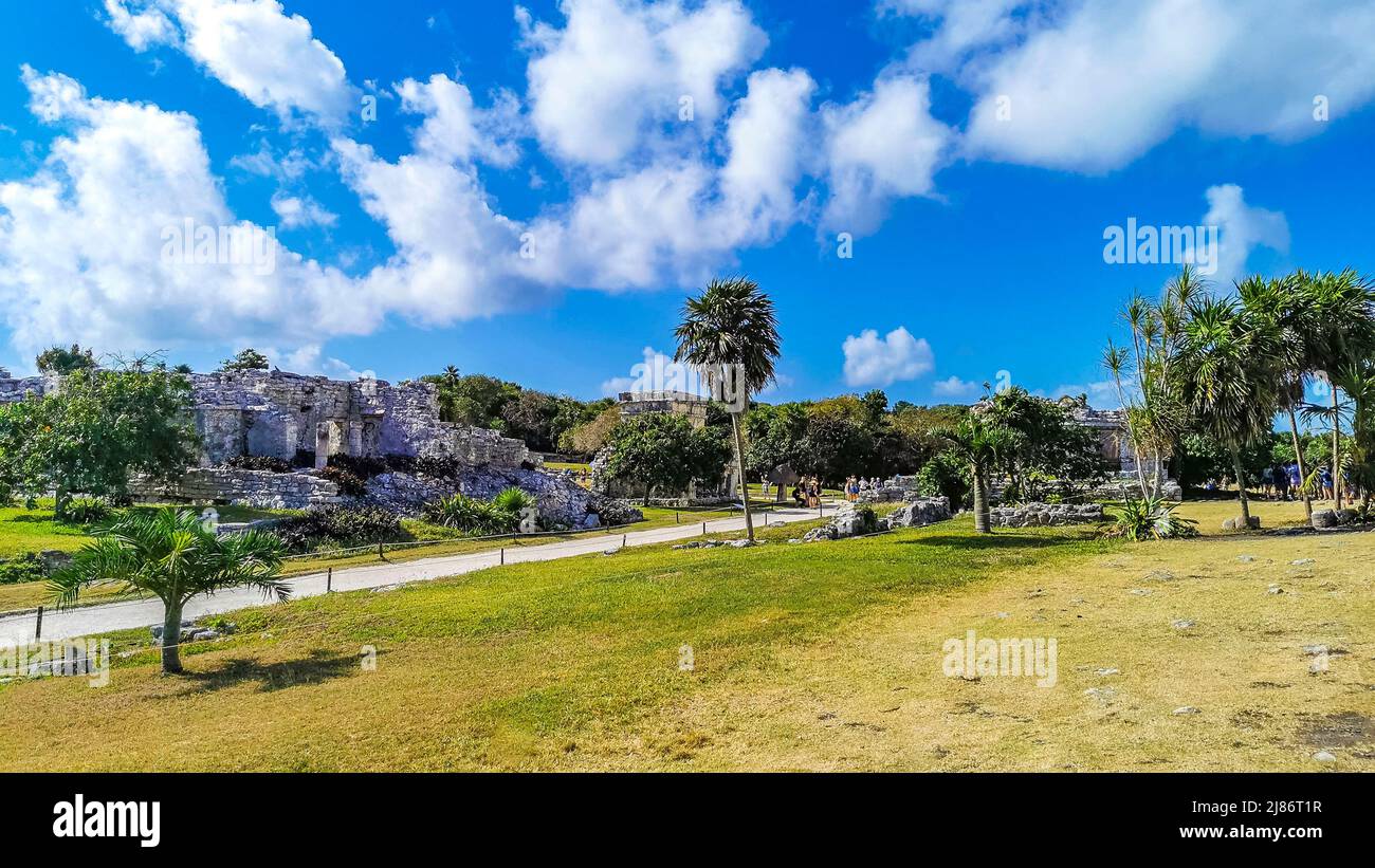 Ancient Tulum ruins Mayan site with temple ruins pyramids and artifacts ...