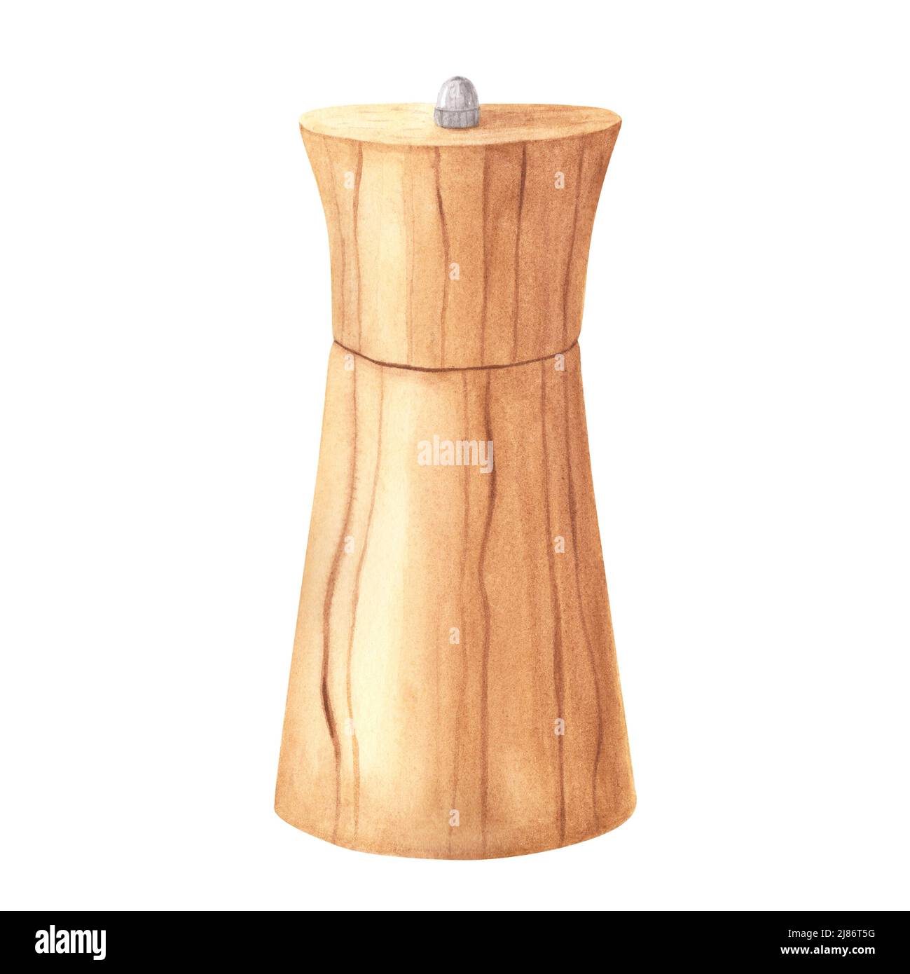 Wooden kitchen utensils: pepper mill isolated on white background ...