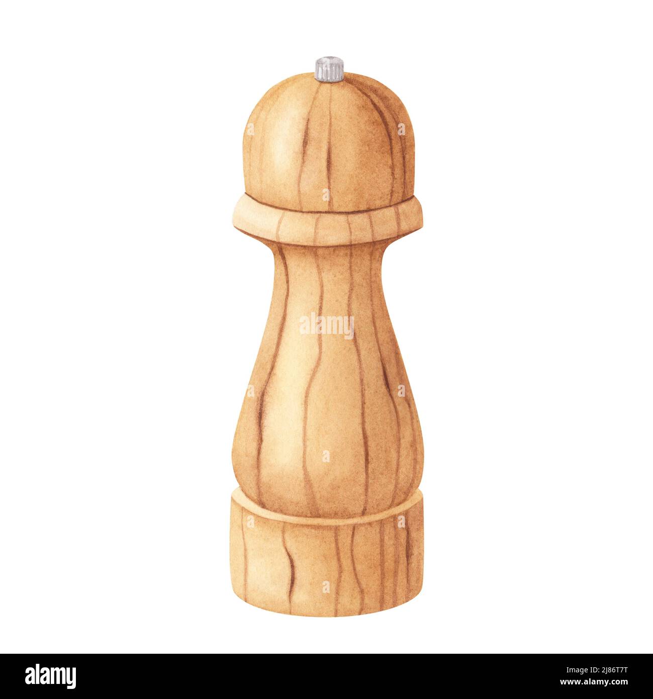Wooden kitchen utensils: pepper mill isolated on white background ...