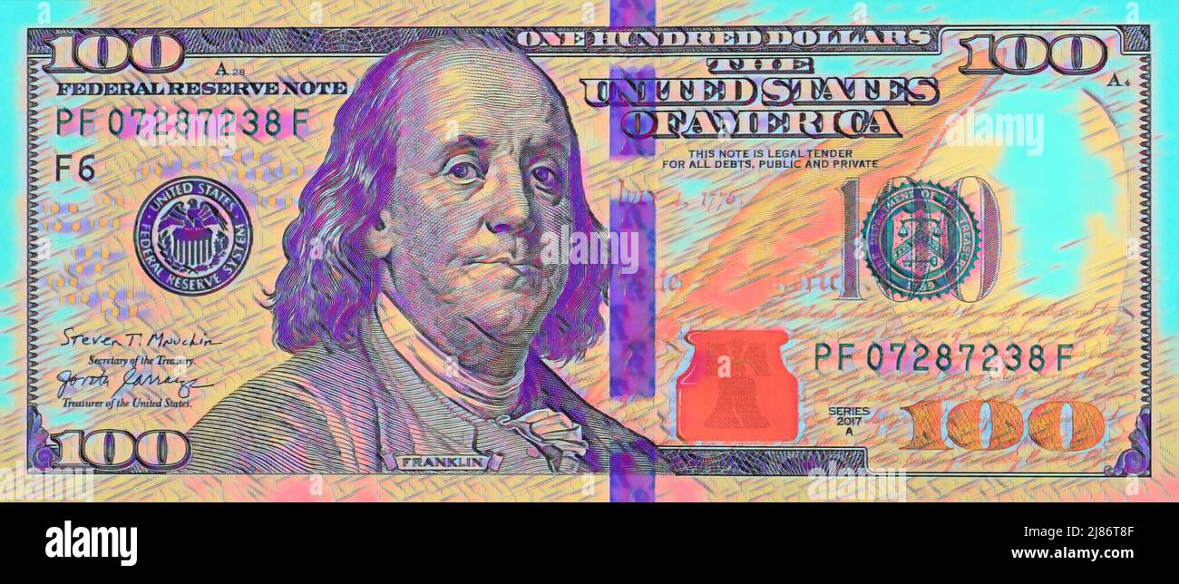 colored 100 dollar banknote illustration for design purpose Stock Photo ...