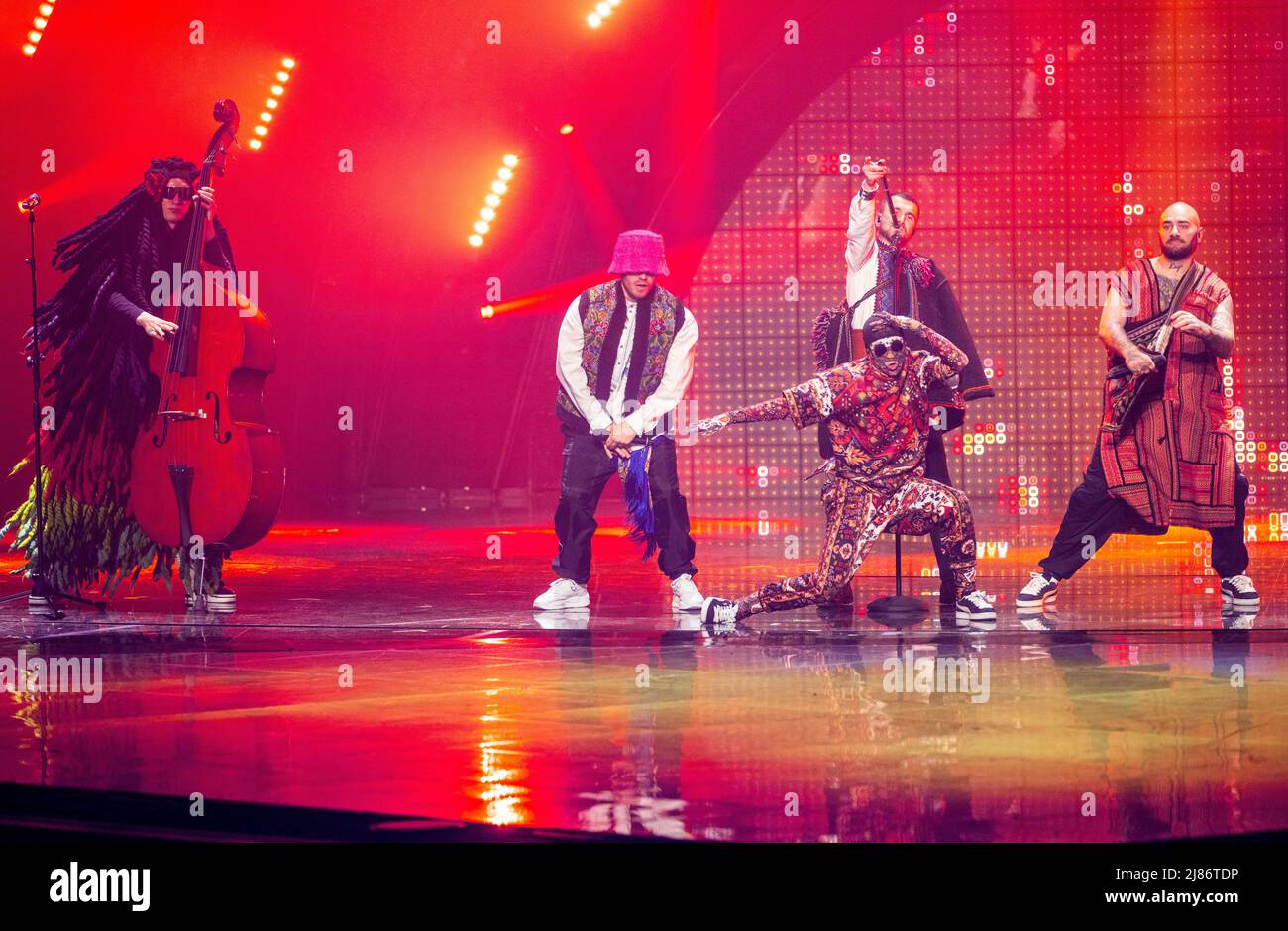 Turin, Italy. 13th May, 2022. The Kalush Orchestra from Ukraine ...