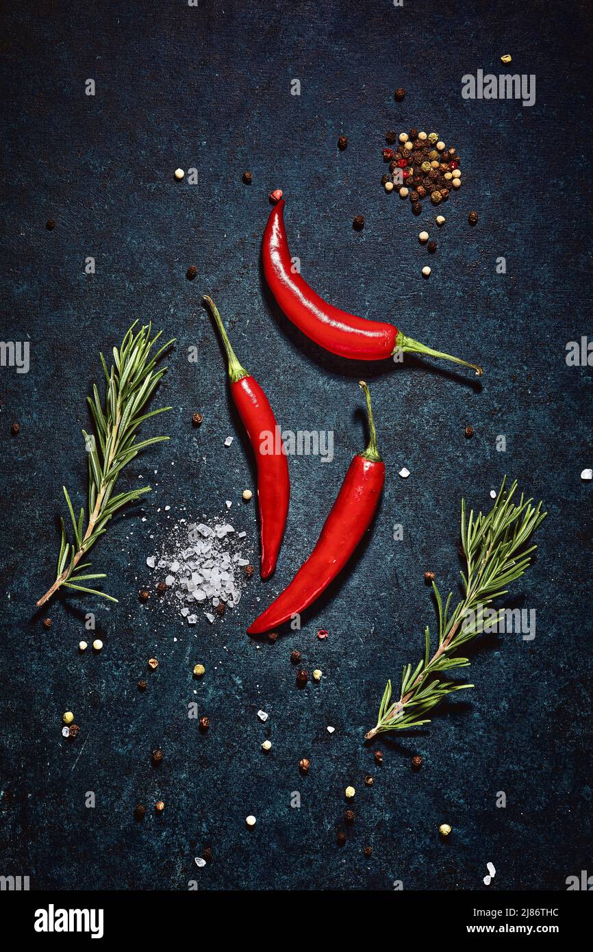 Chilli peppers creative view hi-res stock photography and images - Alamy
