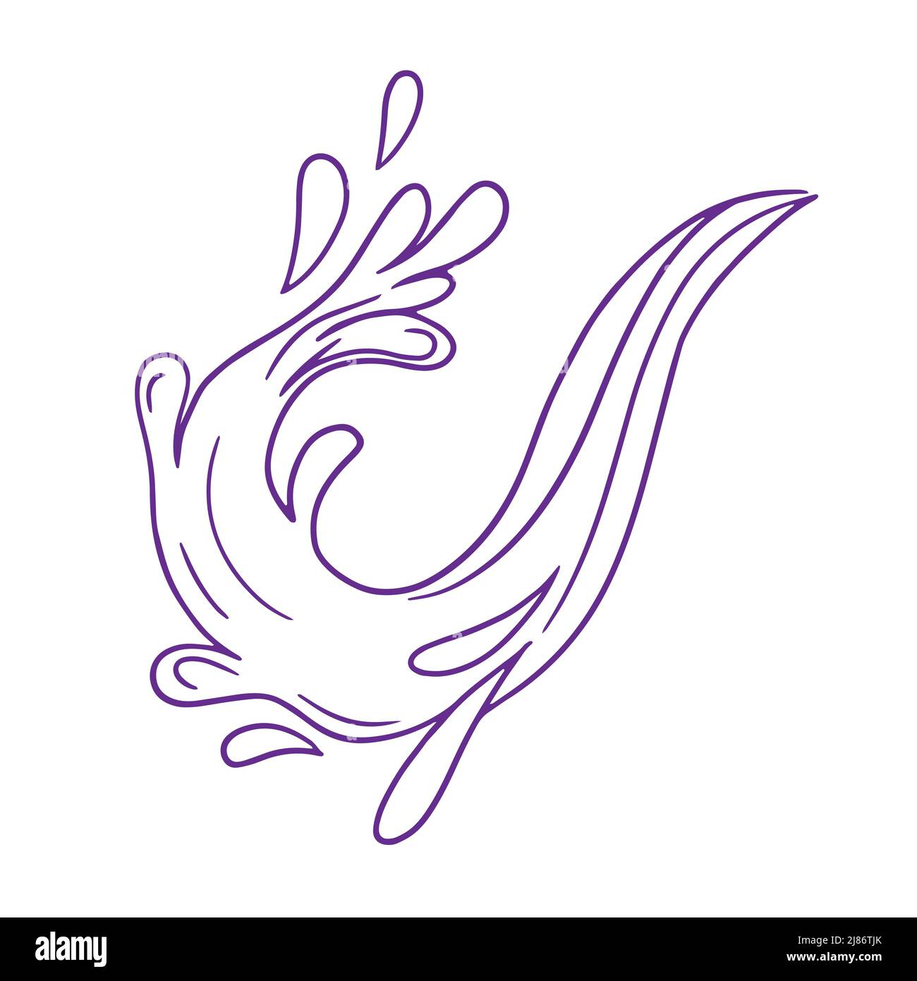 Water Splash outline liner Hand Drawn Illustration Isolated on White ...