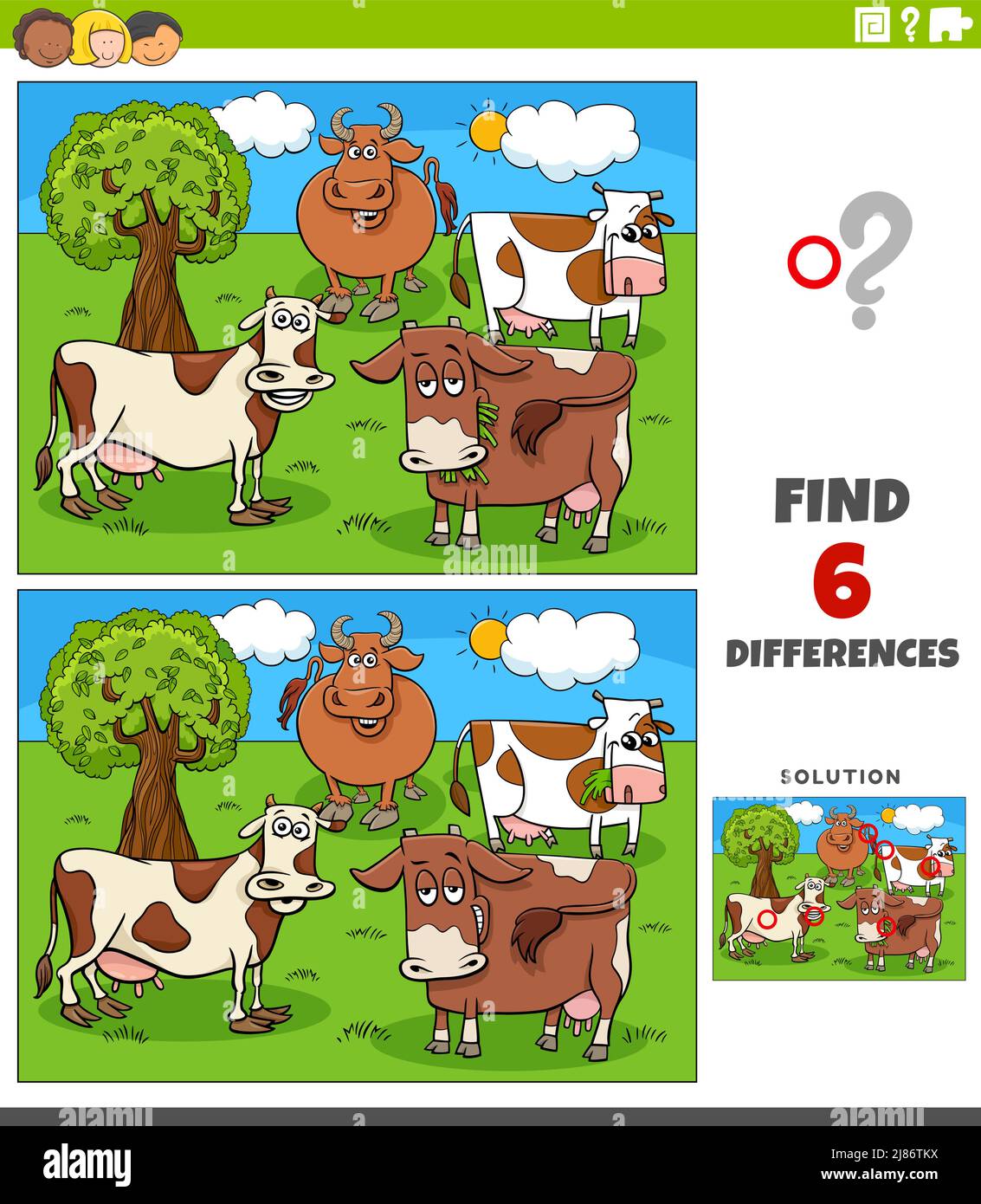 Cartoon illustration of finding the differences between pictures ...