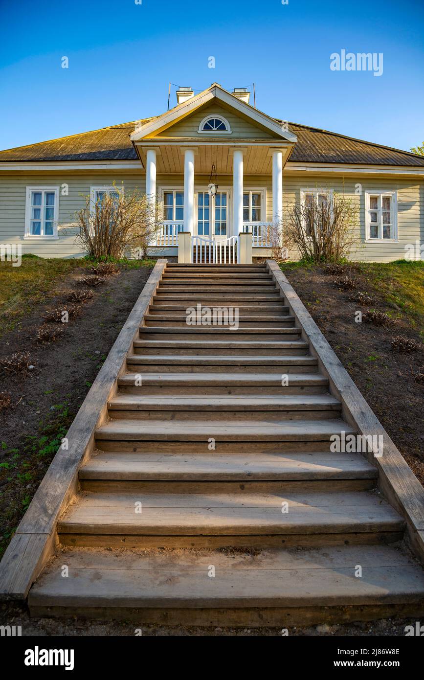 PSKOV REGION, RUSSIA - MAY 08, 2022: View of the poet A.S. Pushkin's ...