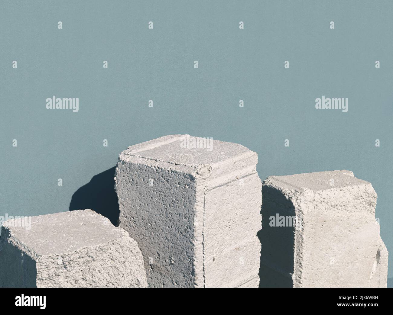 Group of stone or concrete blocks in row. 3d computer graphic template ...