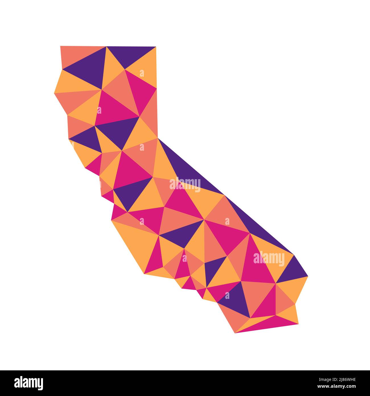 California state simple polygon map. Low poly trendy colorful style ...