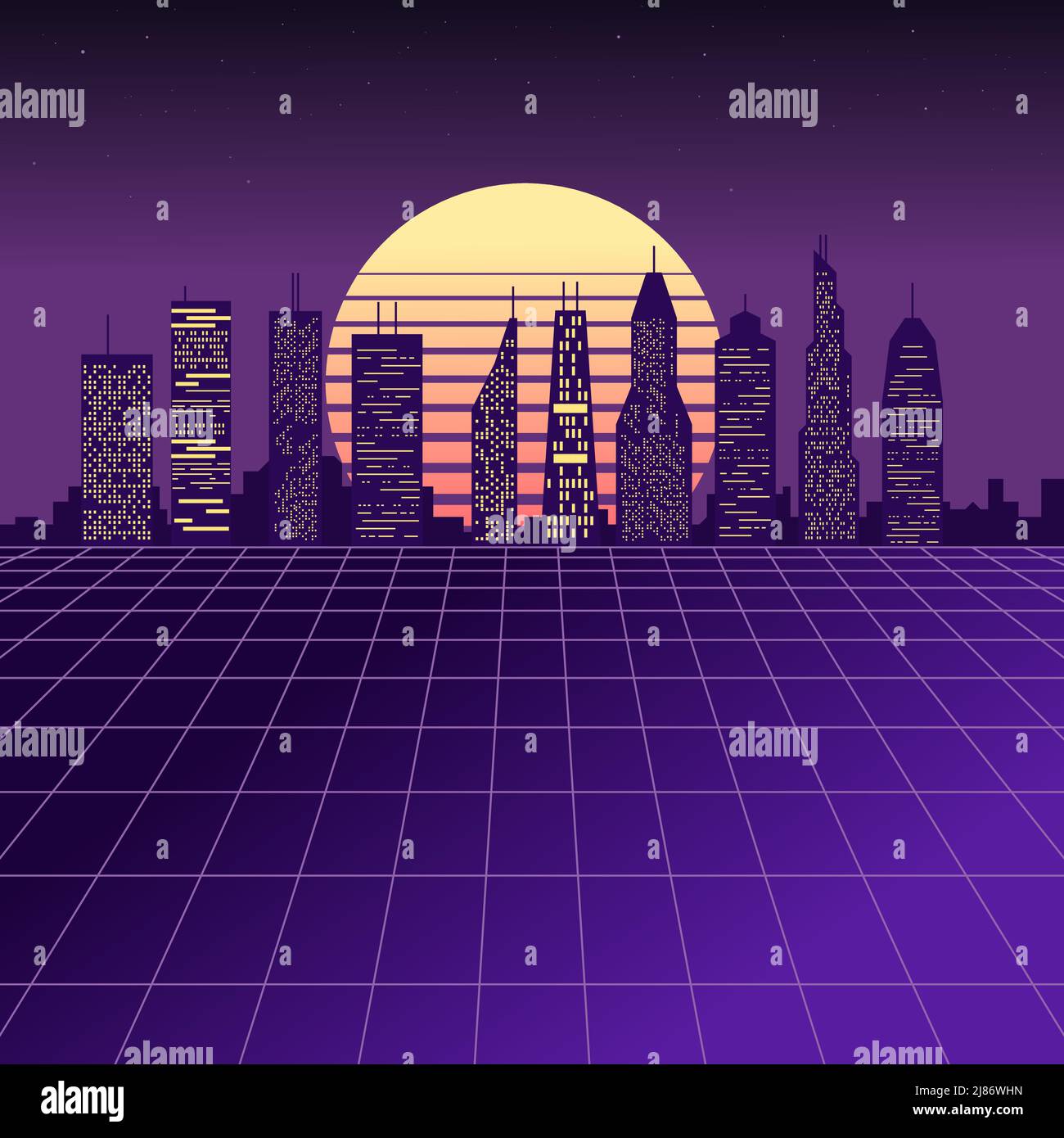 Vaporwave city. Synth wave aesthetics. Future sci-fi city 1980s cool ...