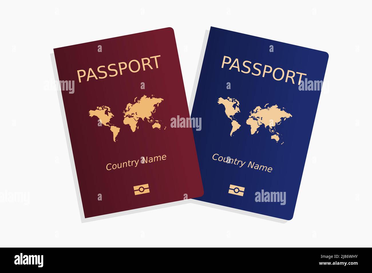 Passport template in red and blue. Isolated passport cover design ...