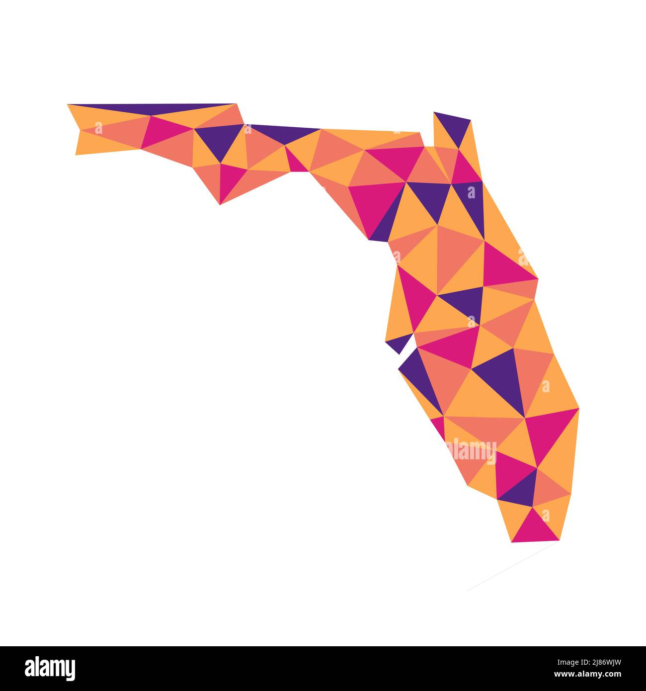 Florida state simple polygon map. Low poly trendy style vector map of ...