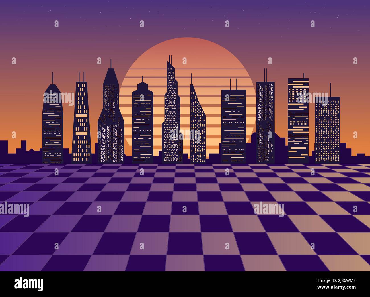 Vaporwave city. Synth wave aesthetics. Future sci-fi city 1980s cool ...