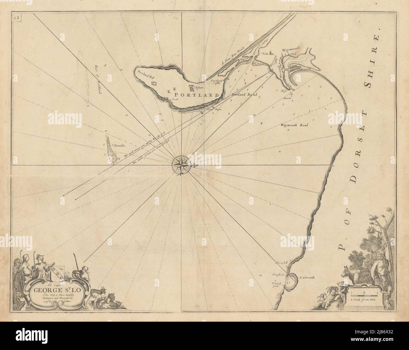 Dorset coast chart. Chesil Beach, Portland, Weymouth, Lulworth. COLLINS ...
